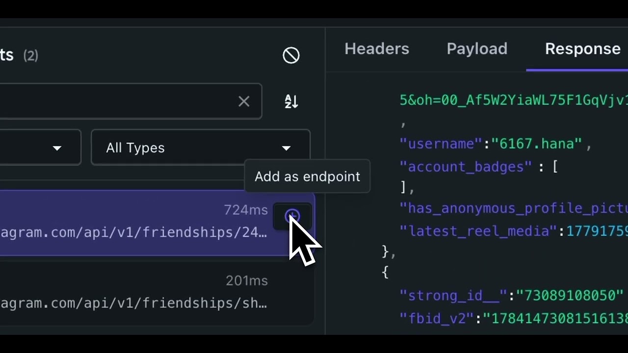 How to create an API endpoint from a network request