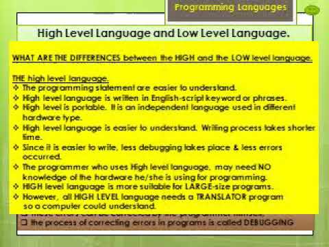 High Level Language and Low Level Language