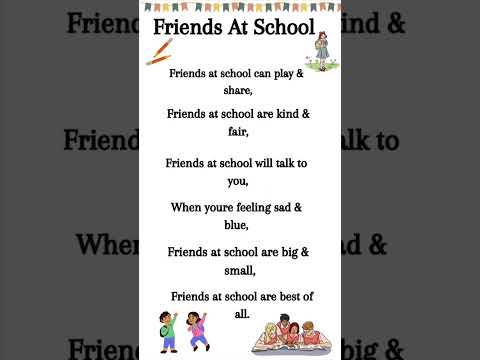Friends At School | English Poem for Kids | Poem in English for Kids | Poems | Kids Poems 👦👧