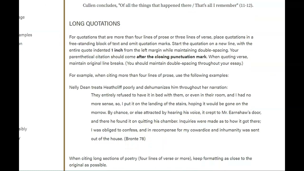 MLA formatting long quotations and adding or omitting words