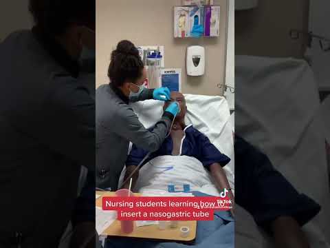 Nursing students learn how to insert a nasogastric tube