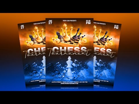 Chess Tournament Flyer Design in Photoshop | Chess Tournament Event Flyer PSD