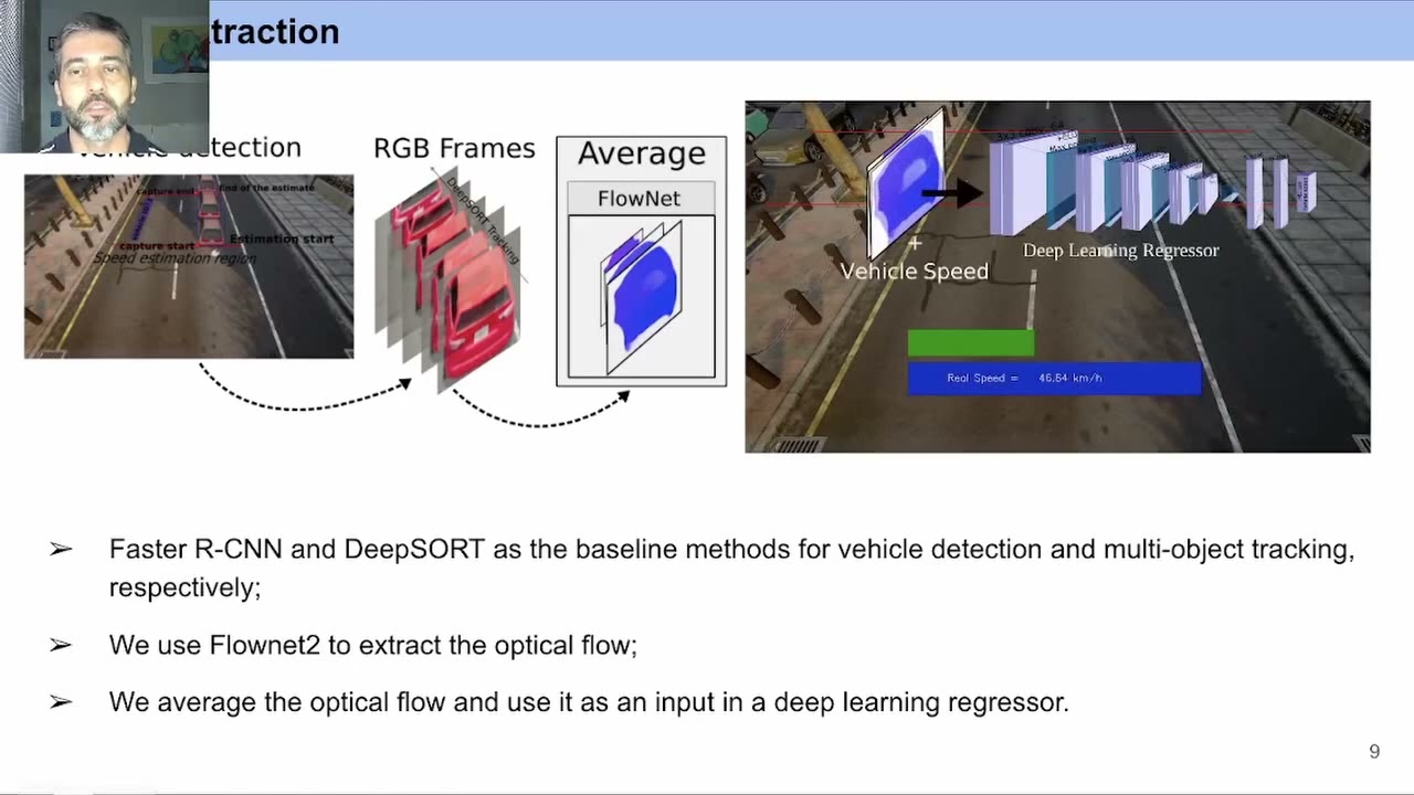 Deep speed estimation from synthetic and monocular data
