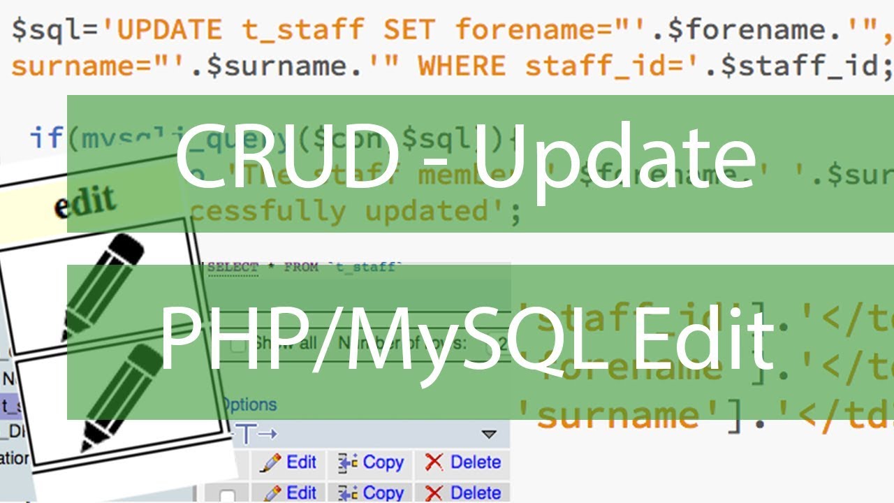Update for CRUD in php and MySQL