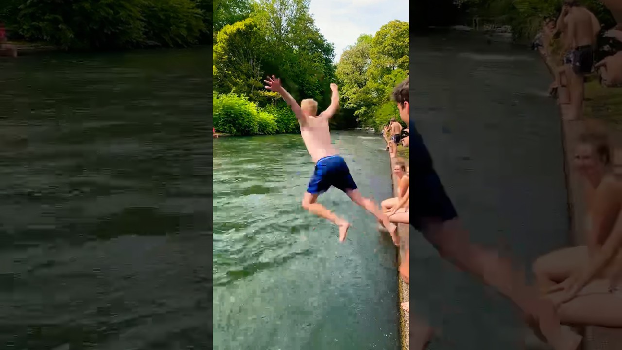 TOP TOURIST ATTRACTION MUNICH: EISBACH SWIMMING IN ENGLISH GARDEN