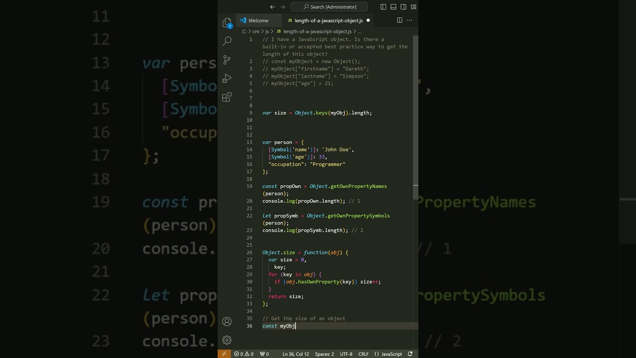 Length of a JavaScript object