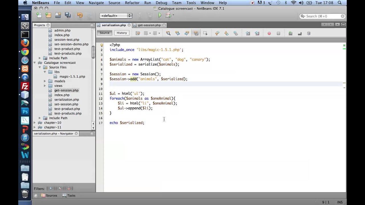 Persisting php objects with serialization and sessions