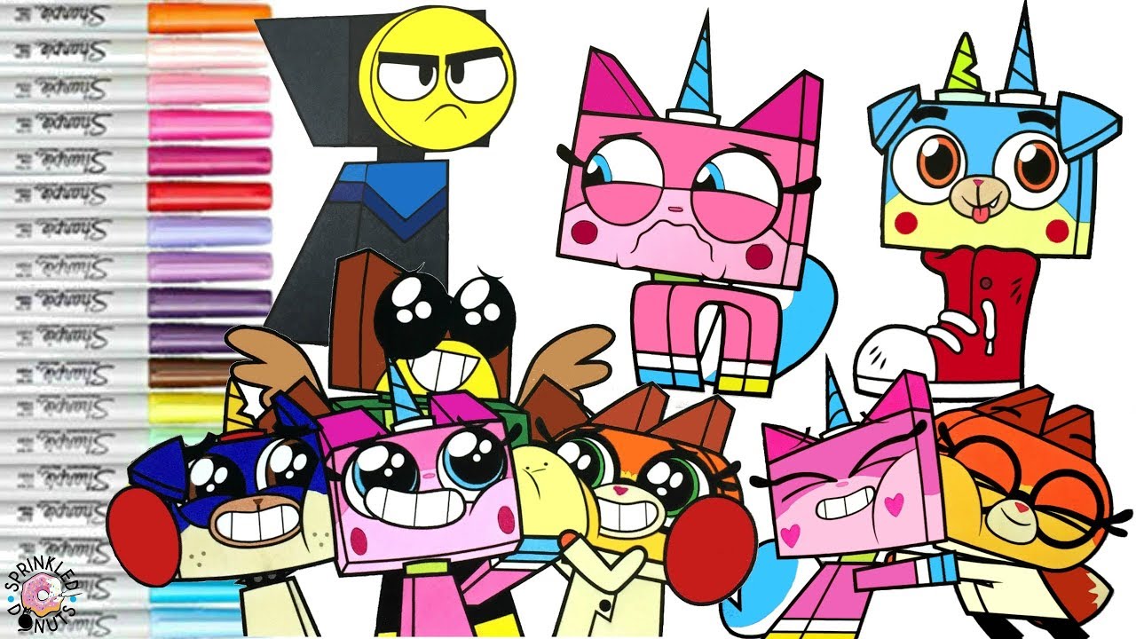 Unikitty Coloring Book Page Compilation Unikitty Puppycorn Dr Fox Master Frown Hawkodile