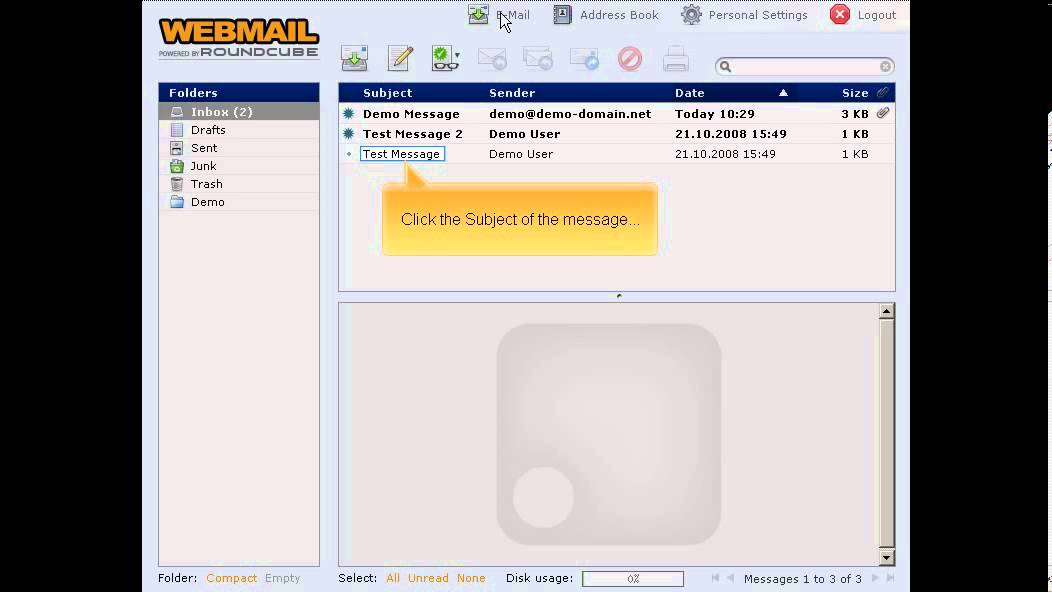 Roundcube - Managing folders