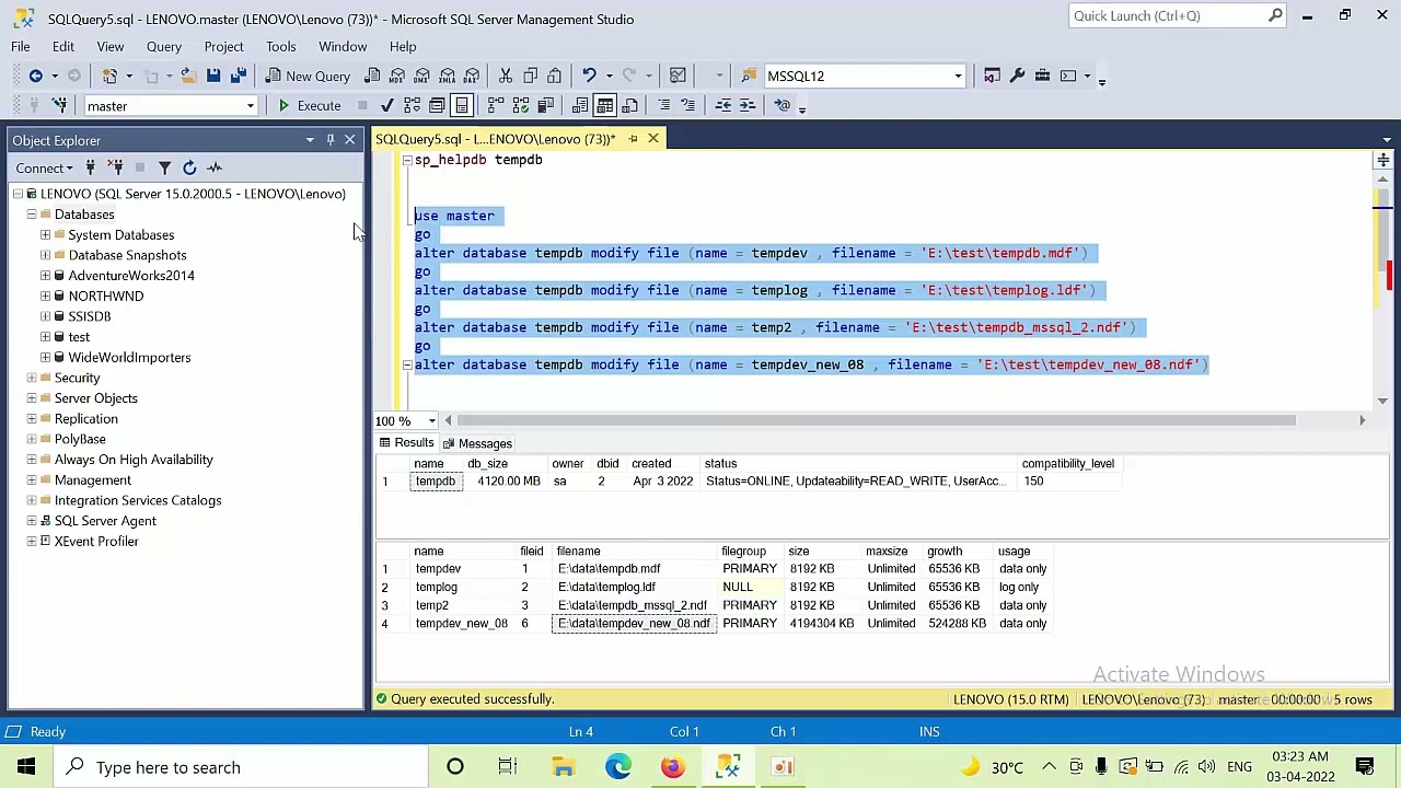 How To Move TEMPDB Database in SQL Server 2019