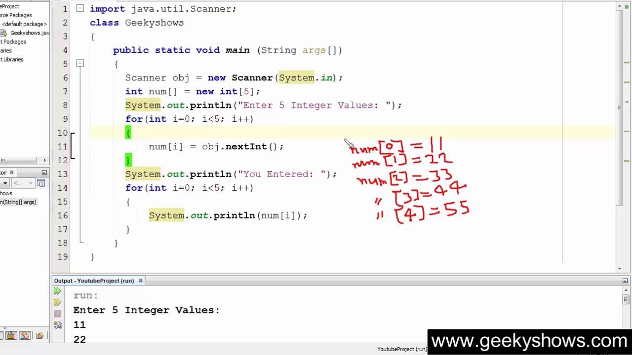 69. Getting input from user in one D Array Java Programming (Hindi)