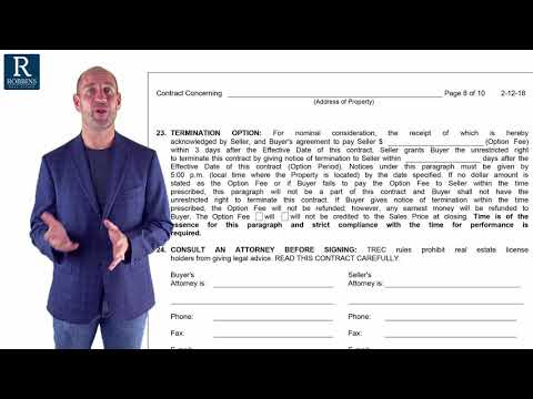 TERMINATION OPTION [Part 12] Texas Real Estate Contract Series Jay Robbins Dallas Real Estate Broker