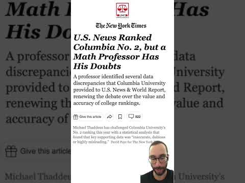 U.S. News Ranked Columbia No.2, but a Math Professor Has His Doubts