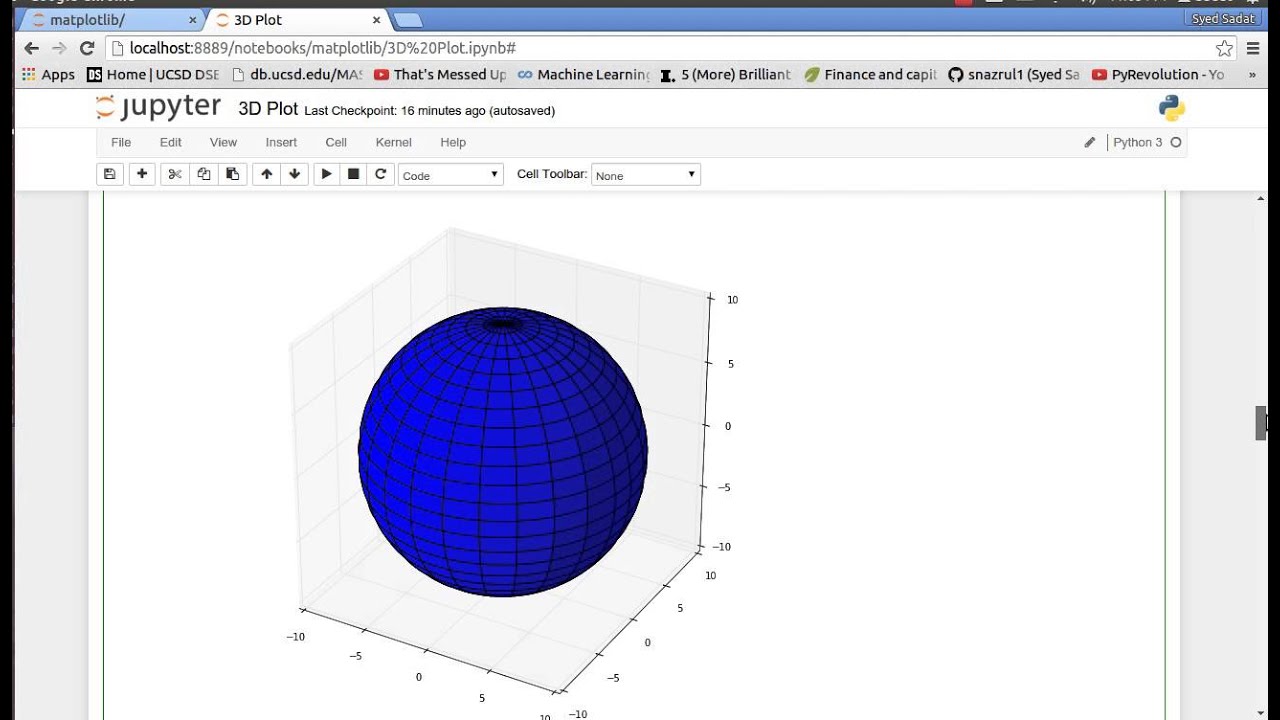 Matplotlib (Python Plotting) 4: 3D Plot