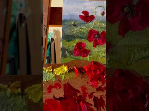 My summer red poppies obsession ❤️ I did landscape painting from life first and red poppies after.