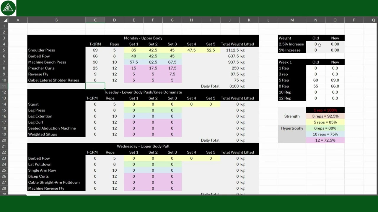 Master the Excel Workout Tracker | Strength & Hypertrophy Training Made Simple