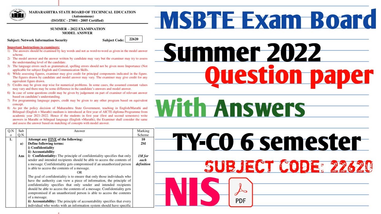 22620 summer 2022 model answer | NIS question paper with answers TY_CO 6 semester MSBTE board 2023