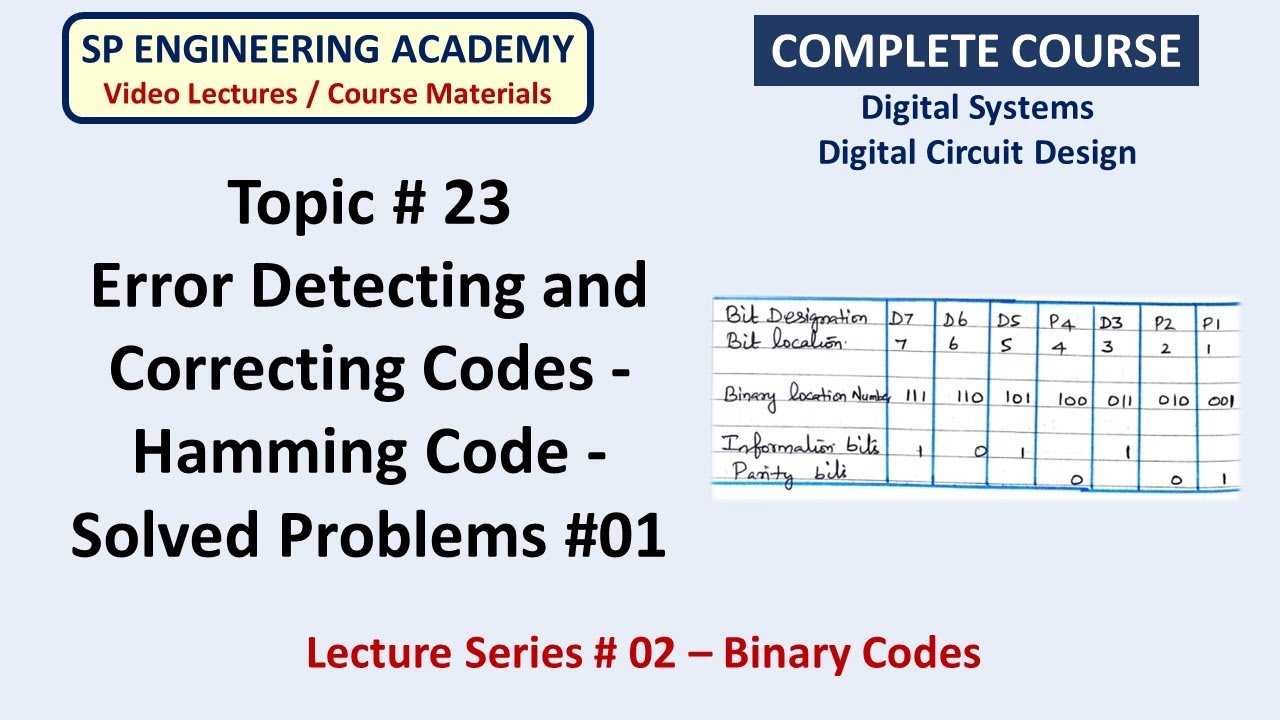 23 Error Detecting and Correcting Codes   Hamming Code   Solved Problems #01