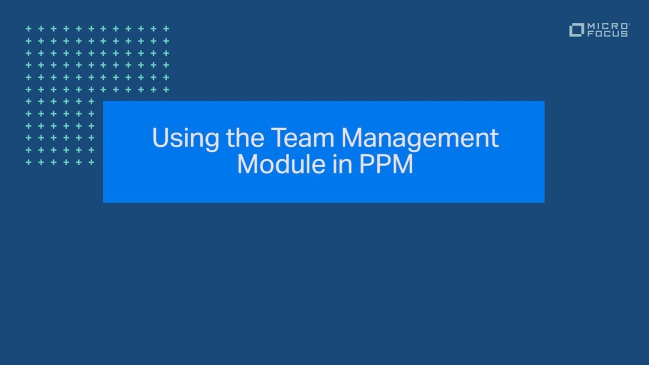 Using the Team Management Module in PPM
