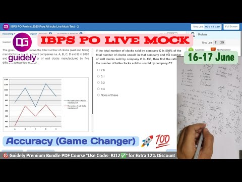 🎯Guidely IBPS PO Live Mock Test📚✍️ 16 June | Share Score📝👆 | How to Attempt Mock #rrb #rrbpo