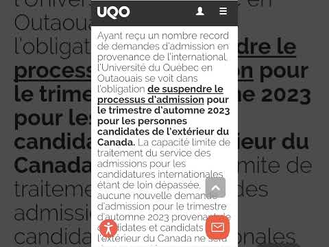UQO !! 🔥Université du Québec en Outaouais Suspend les demandes d'Admission pour 2023 😯😢#canada #uqo