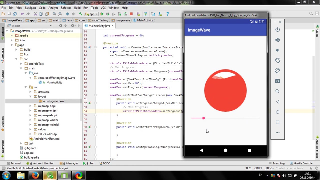Using CircularFillableLoaders library in Android Studio