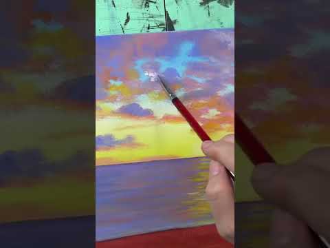 “Sunset Palm Tree Beach” Full tutorial on my channel! Tune in 6 PM CST for another live tutorial🙂🌅