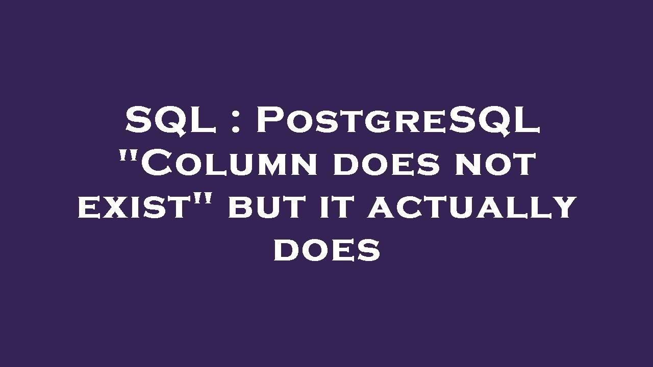 SQL : PostgreSQL 