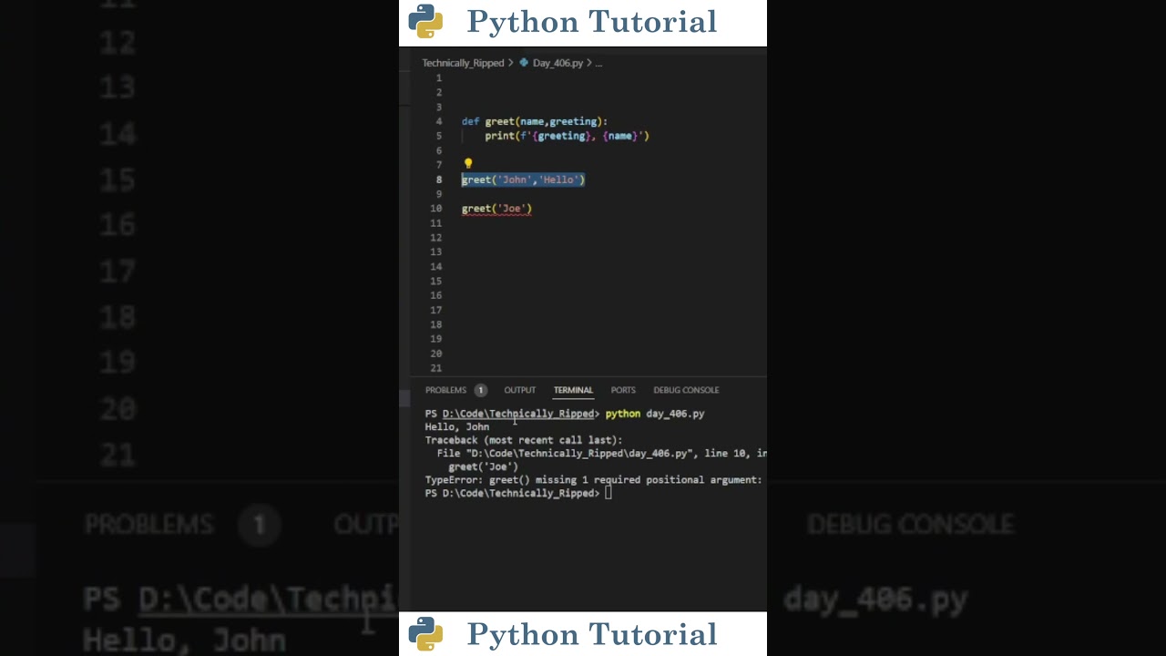 Optional Function Parameters In Python | Python Tutorial