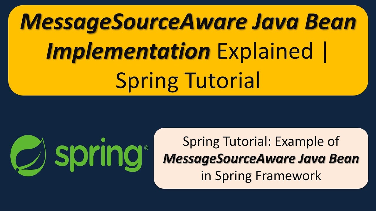 MessageSourceAware Java Bean Implementation Explained | Spring Tutorial | Spring Framework