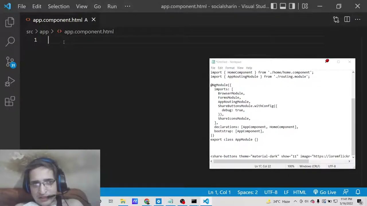 Angular 13 ngx-sharebuttons Example to Embed Material Theme Social Sharing Buttons in TypeScript