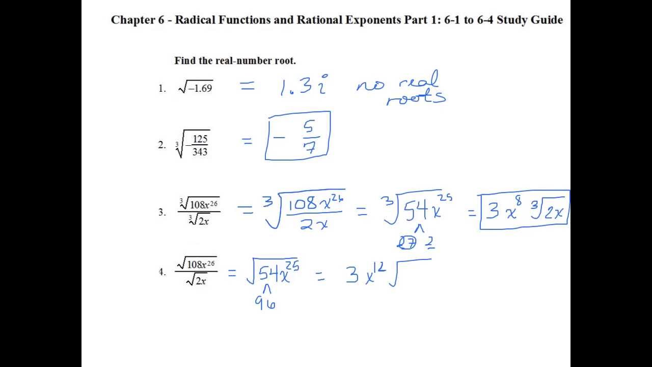 Radical Functions and Rational Exponents Part 1 Review