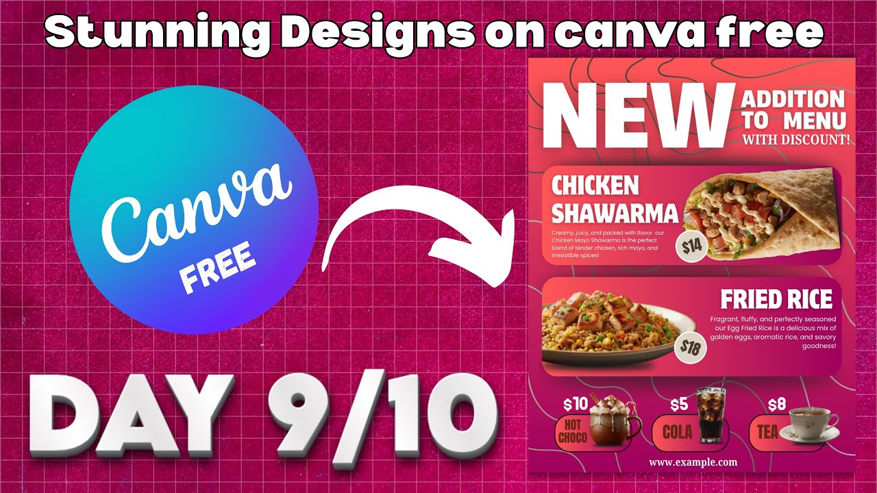Day 9 | How to Create a Restaurant Menu Design/Poster in Canva Free | Canva Tutorial for Beginners