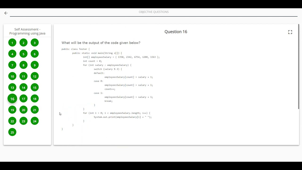 Programming Using JAVA | Infosys springboard Assessment Answer #infosys #answer #certification