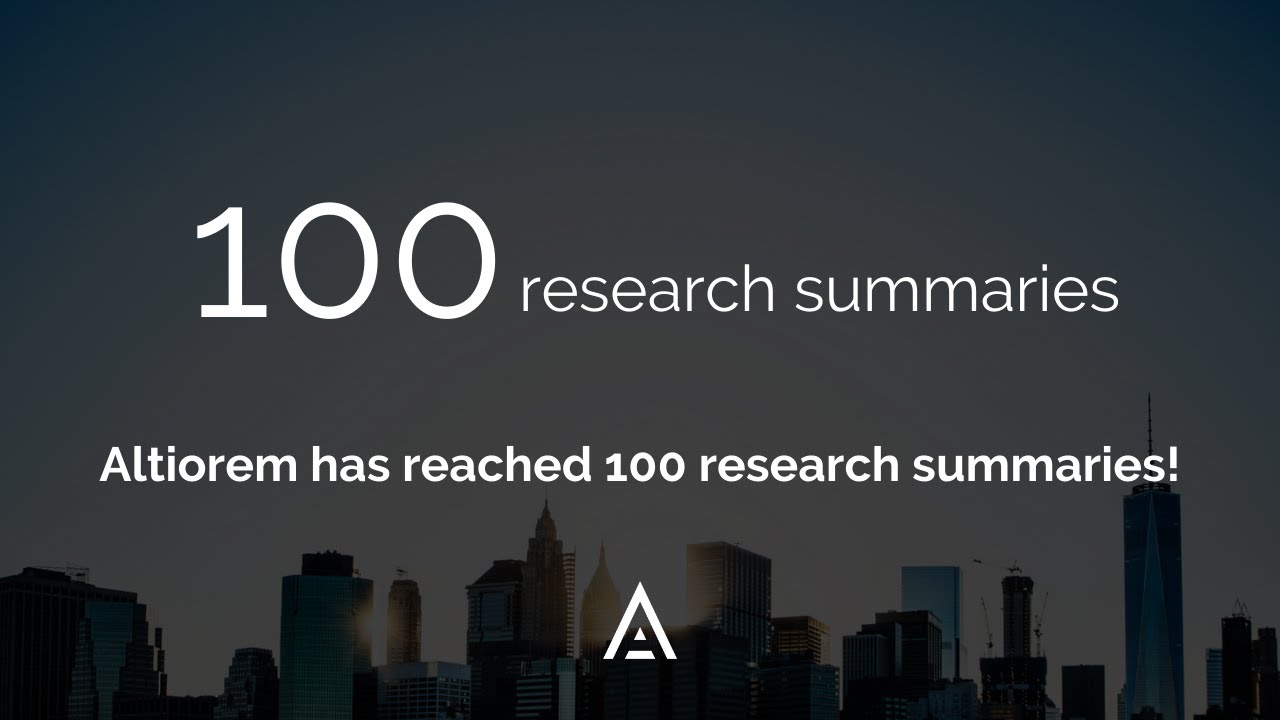 Altiorem reaches 100 pieces of research!
