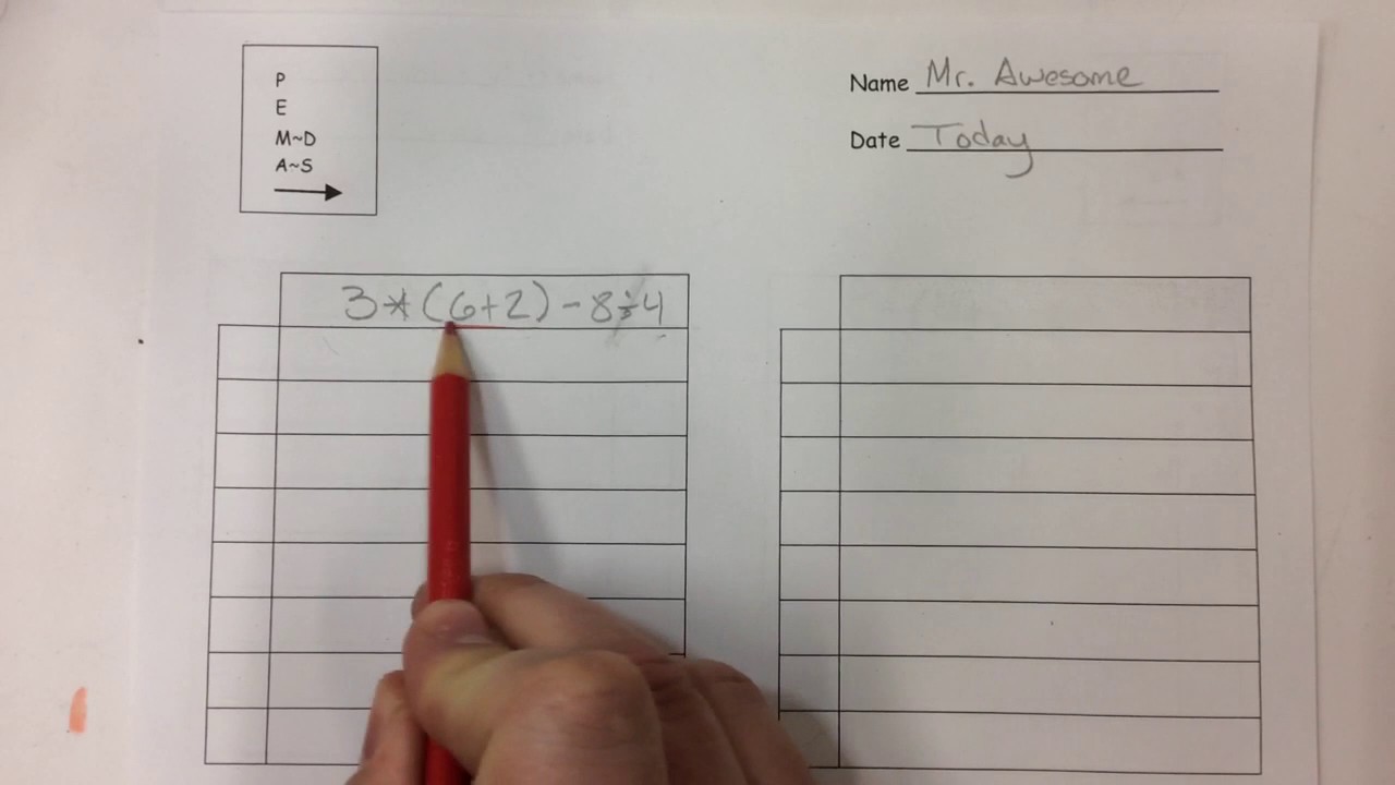 PEMDAS Worksheet