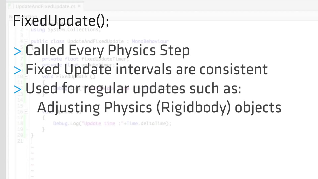 Update and FixedUpdate - Unity Official Tutorials