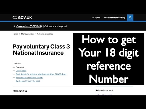 How to Pay voluntary Class 3 National Insurance. NIC. 18 digit payment reference number.