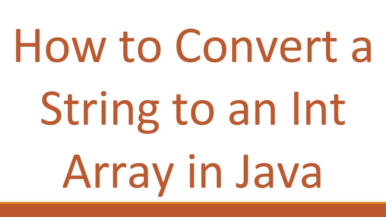 How to Convert a String to an Int Array in Java