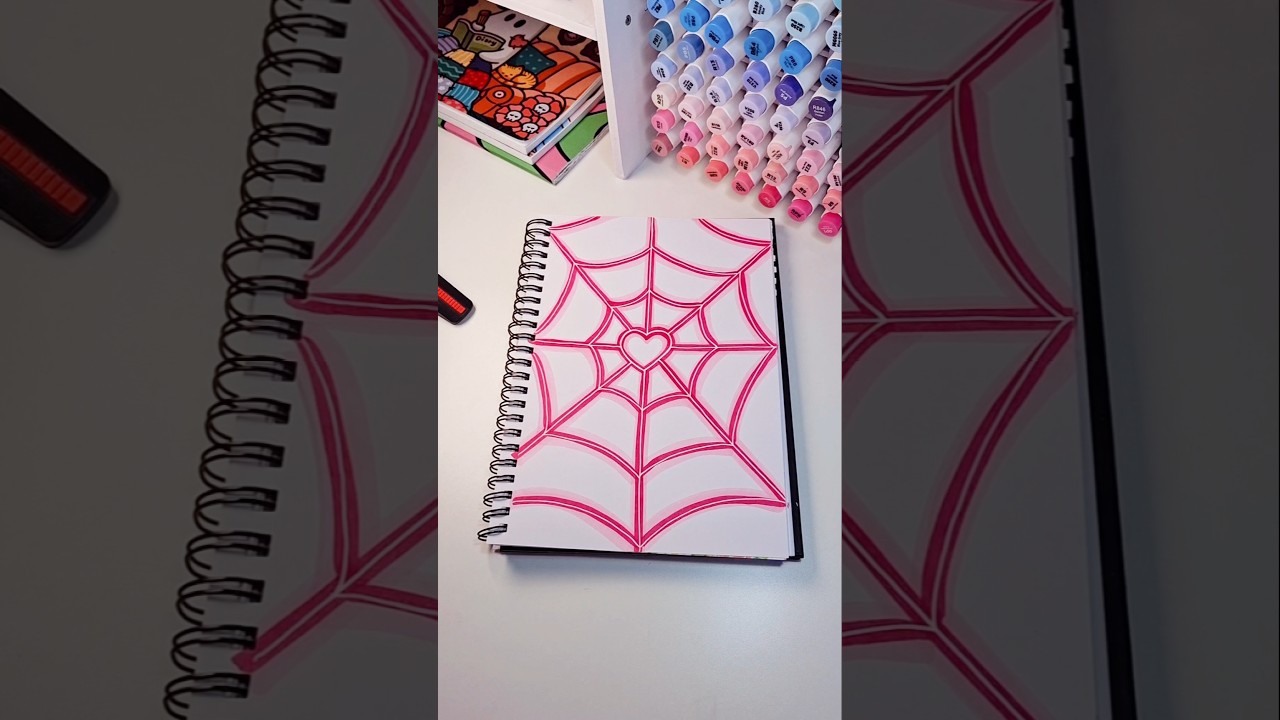 Pink Spiderweb Drawing for Halloween!