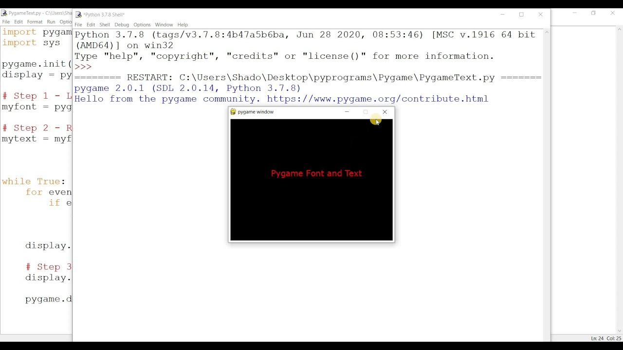 Pygame Font and Text