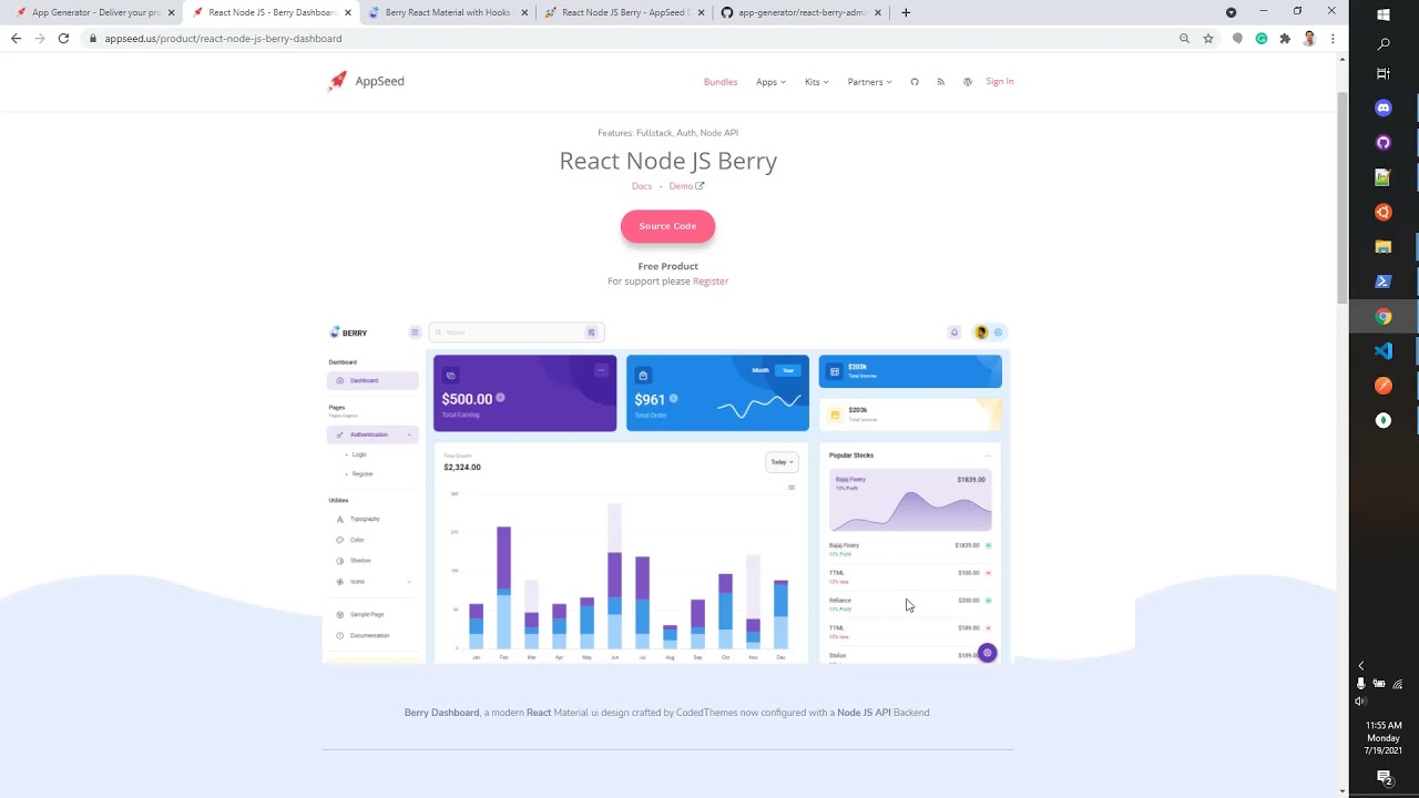 React Node JS Berry - Full-stack open-source product | AppSeed