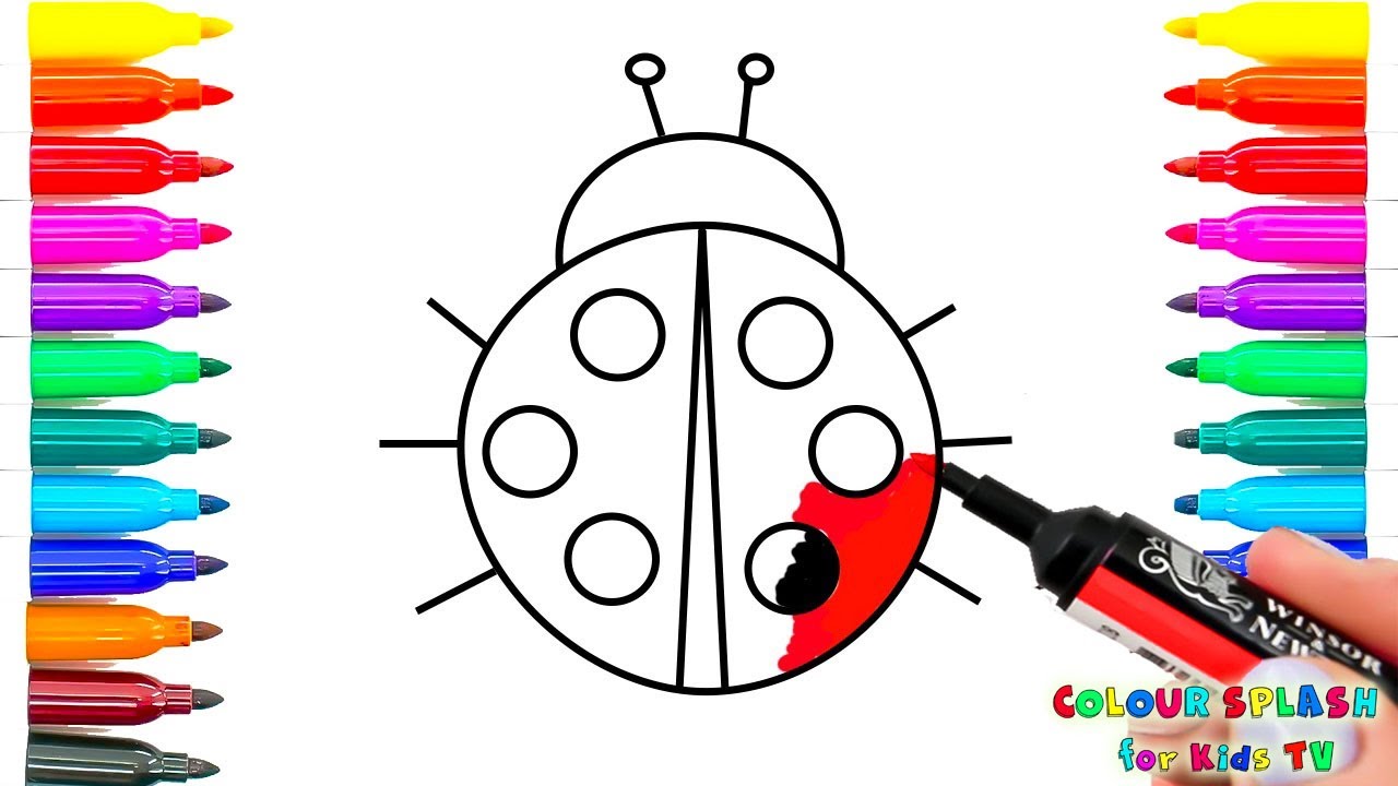 Ladybug Coloring Page for kids children to Learn Colors