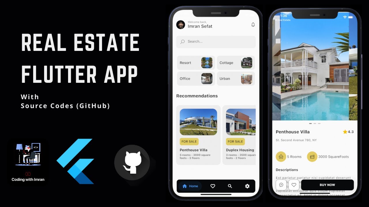 Flutter Real Estate Mania UI Speed Code with Source Code