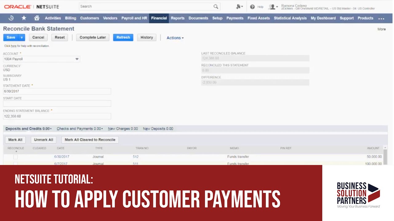 NetSuite Tutorial: How to Apply Customer Payments