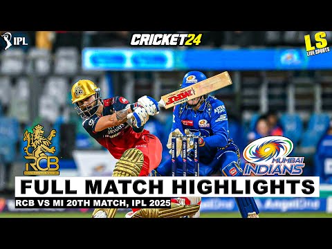 RCB vs MI 20th Match IPL 2025 full Highlights - Cricket 24 (Part 1) #giveaway