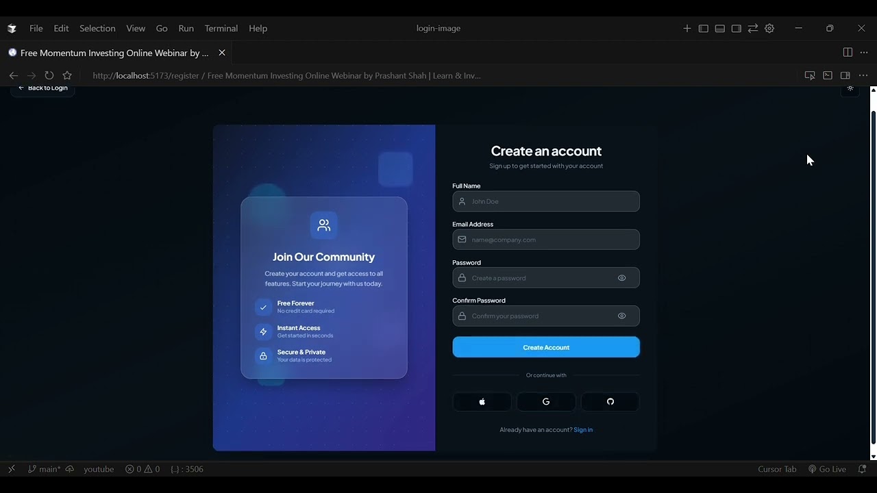 Modern Login & Register UI in React, TypeScript & Tailwind CSS