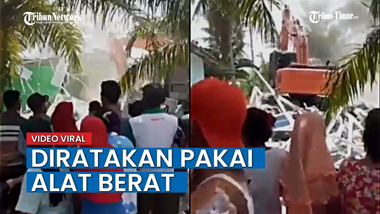 VIRAL Video Aksi Istri Tua Ratakan Rumah Istri Muda