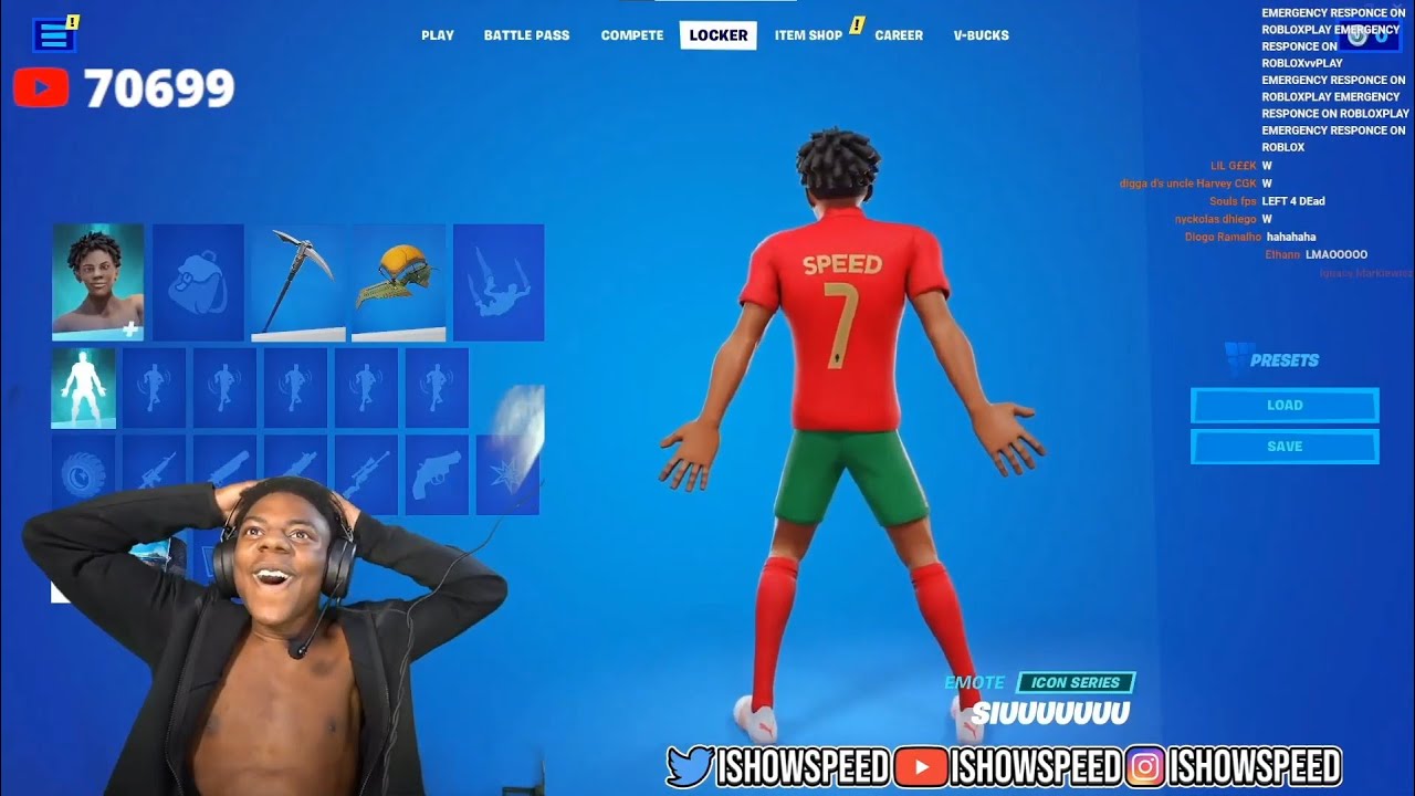 IShowSpeed Gets A Skin In Fortnite + Siuuuu Emote?! (Swearing)