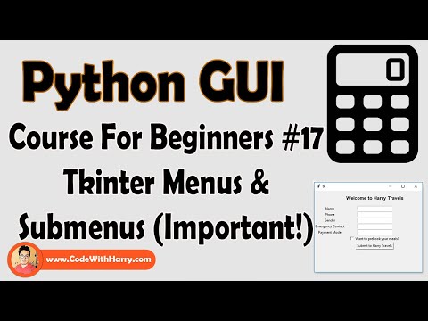 Learn Menus Submenus In Tkinter Python | Python Tkinter GUI Tutorial In ...